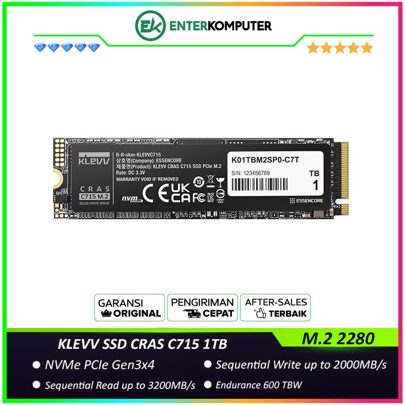 Jual KLEVV SSD CRAS C715 1TB M.2 2280 NVMe PCle Gen3 x4 / SSD 1TB | Shopee Indonesia
