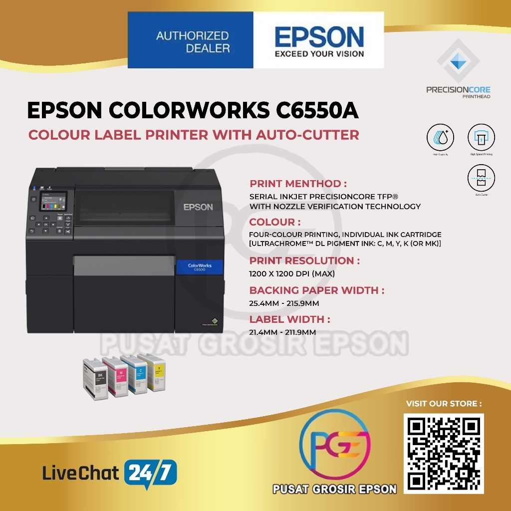 Jual Epson ColorWorks C6550A C-6550A C 6550A Colour Label Printer with ...