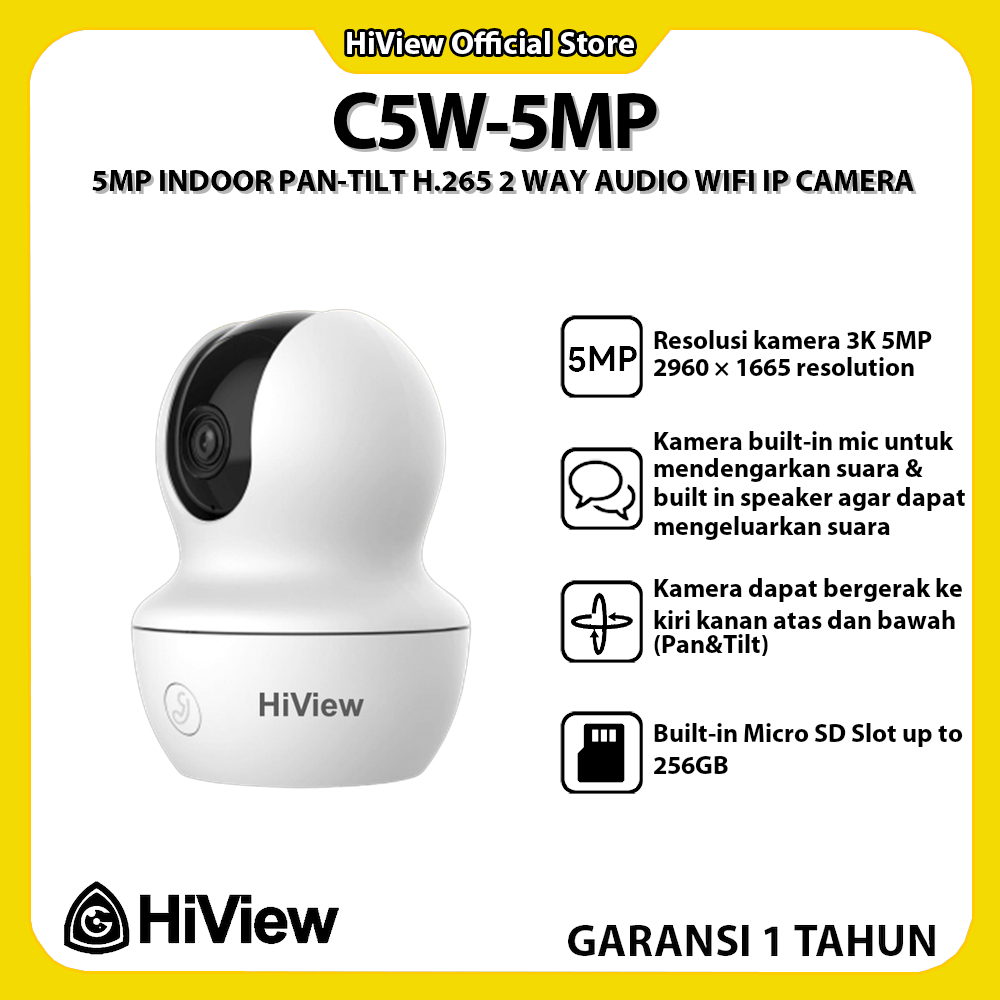 Jual HiView C5W-5MP Indoor Pan Tilt H.265 2 Way Audio Wi-fi IP Camera | Shopee Indonesia