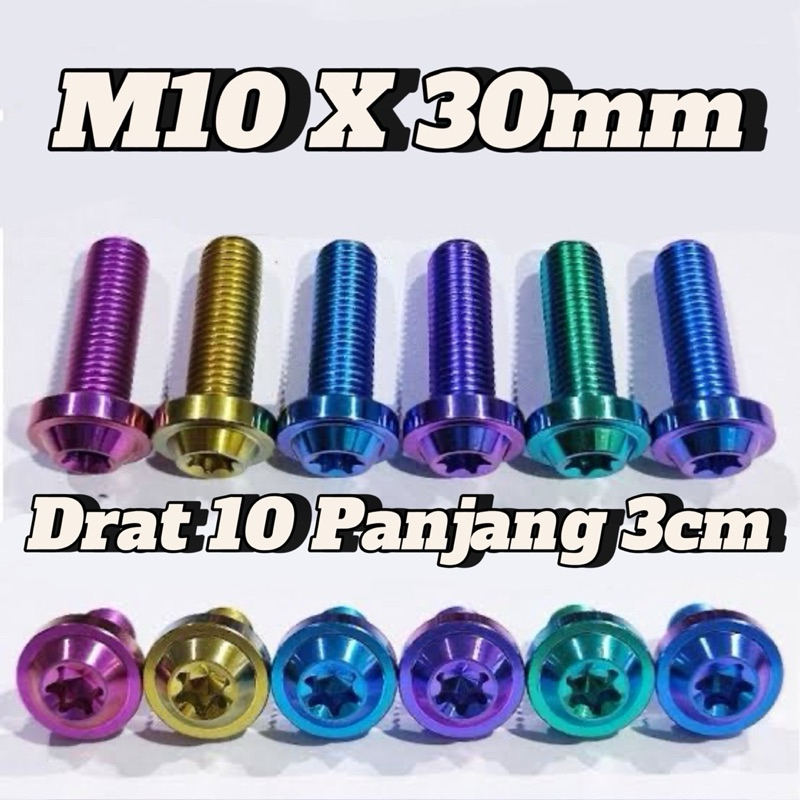 Jual Baut titanium M10 X 30mm Baut probolt titanium GR5 Drat 14 panjang 3cm Big head Titanium ...