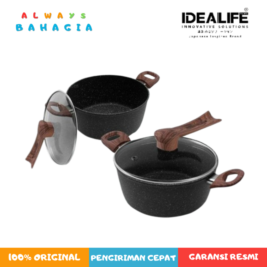 Jual Idealife IL-24CR Marble Design Coating Cookware 24cm | Shopee ...