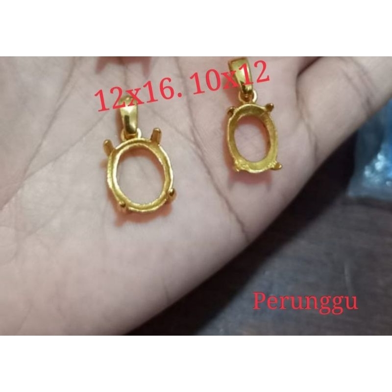 Jual Ring Liontin Perunggu warna emas ikat batu akik model gigi ...