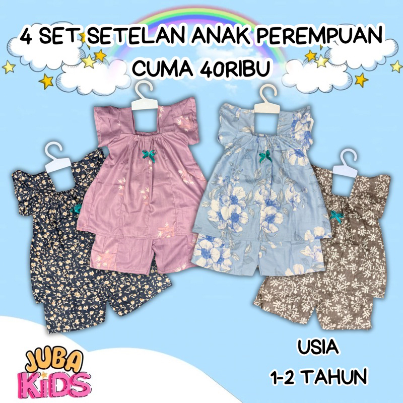 Jual 4 Set Setelan Anak Perempuan Bahan Rayon | One Set Anak 1-2 Tahun ...