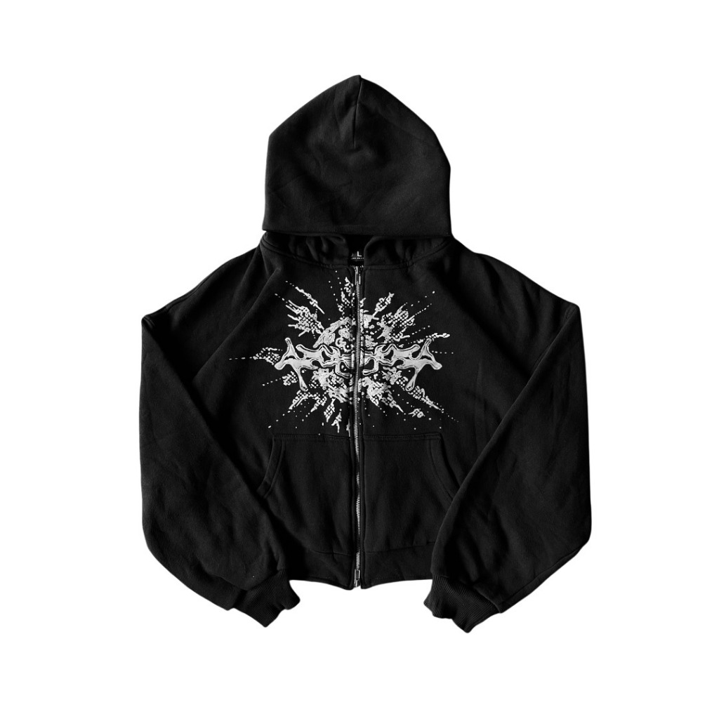 Jual Holephoria - Double Zip Hoodie Boxy Cut Night Burst | Shopee Indonesia