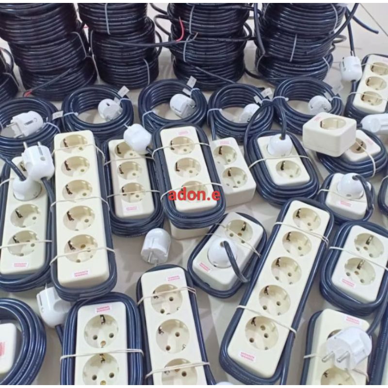 Jual stop kontak uticon 1,2,34,5,6lubang+ 1,2,3,4,5,6,7,8,9,10,12,15,20meter,kabel warna putih ...