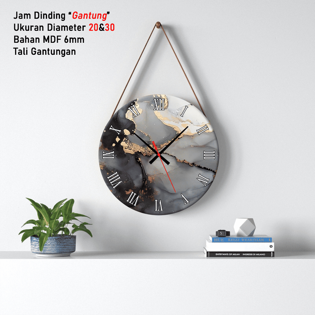 Jual Jam Dinding Bulat Gantung Motif Marmer Modern - Cocok untuk ...