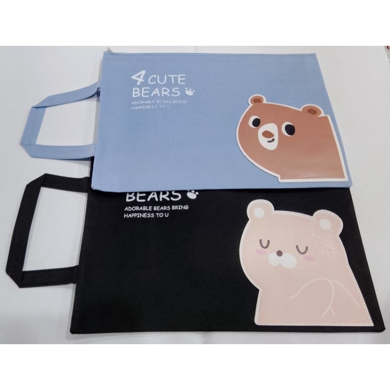 Jual Tas Map A4 Resleting Kain Gambar Cute Bears / Map Kain Resleting ...