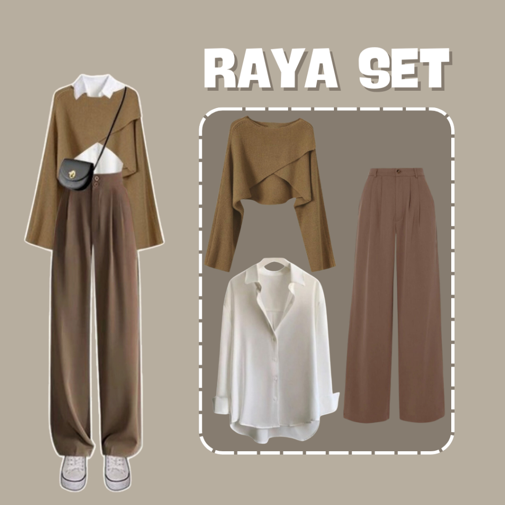 Jual Outfit Remaja Kekinian Casual (Setelan Kemeja, Sweater Crop, dan ...
