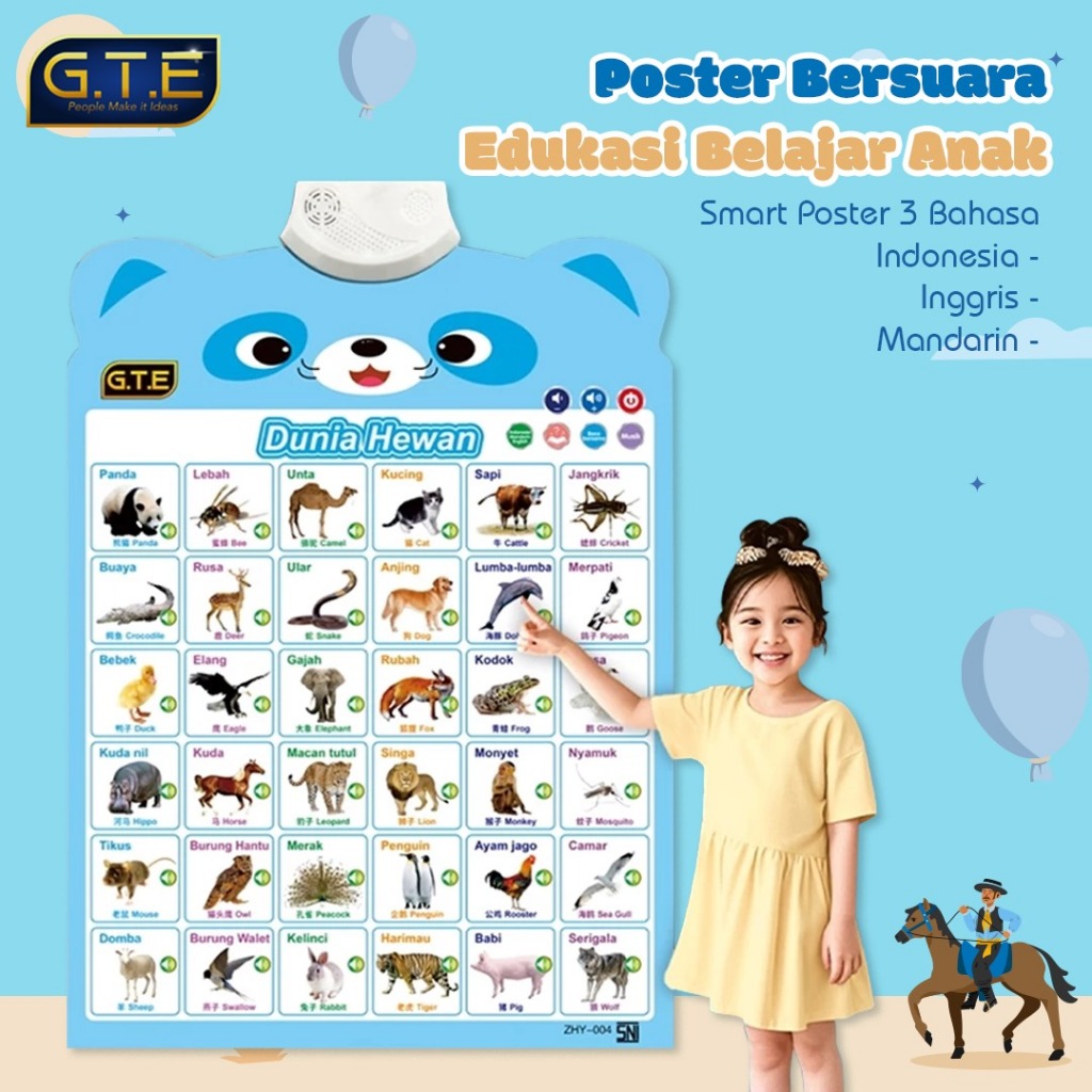 Jual RST | READY STOCK Poster Dinding Suara Indonesia Inggris Mandarin | Poster Gantung Edukasi ...