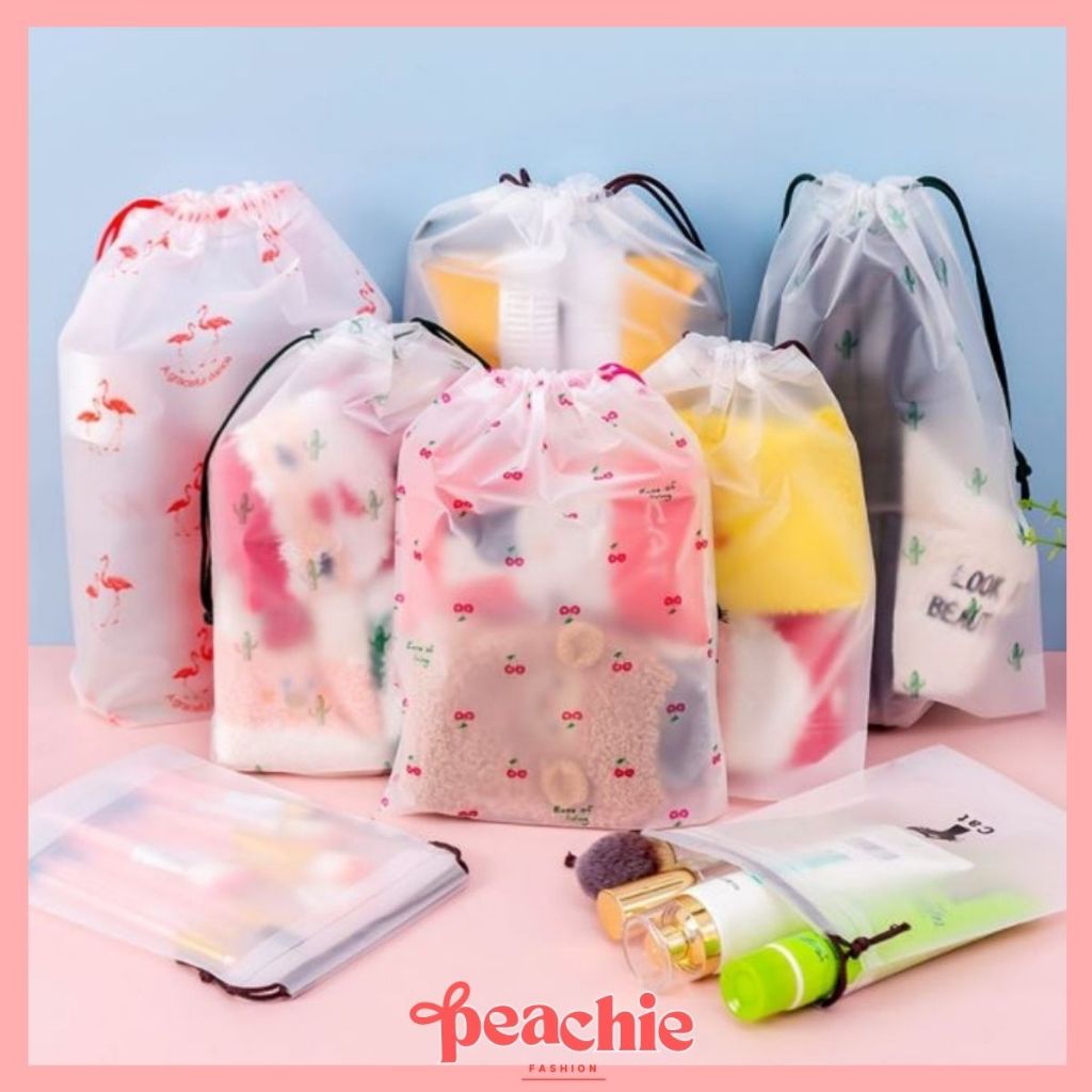 Jual PEACHIE | PART1 PK058 TRAVEL POUCH MOTIF LUCU BROWN ORGANIZER ...