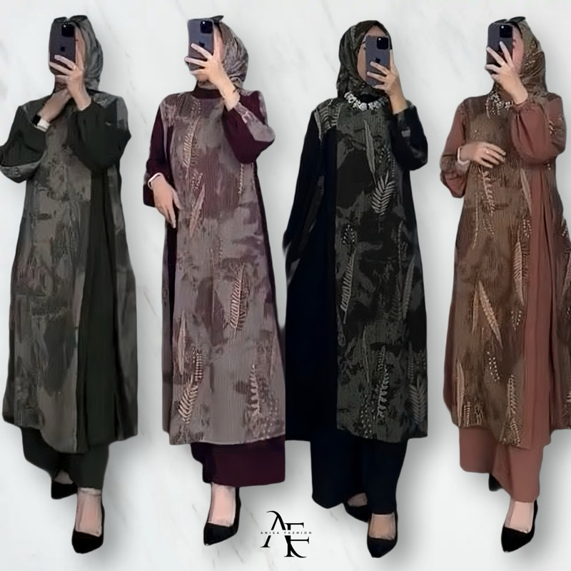 Jual ONE SET TAMA TUNIK CERUTY MIX CRINKLE NEW - SETELAN LONG TUNIK ...
