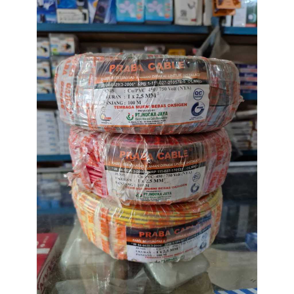 Jual Kabel Praba Listrik NYA 2.5 100M / PRABA 1x2.5mmx100meter Tunggal ...