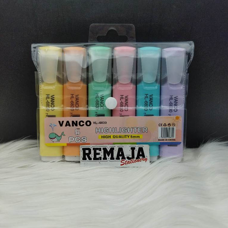 Jual Highlighter / Stabilo Set Vanco Warna Pastel HL-6830 ( isi 6 pcs ) | Shopee Indonesia
