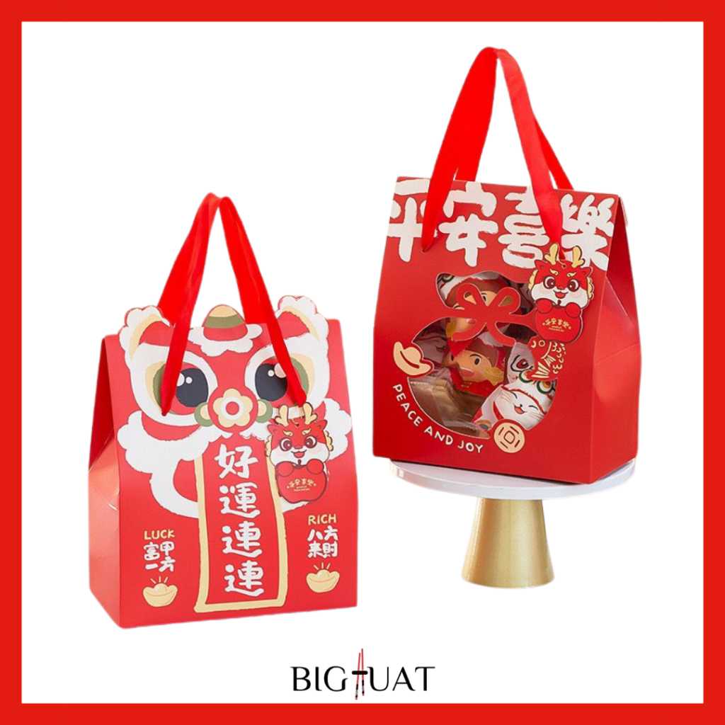 Jual [bighuat] Paper Bag Imlek Barongsai Fu Box Hampers Merah ...
