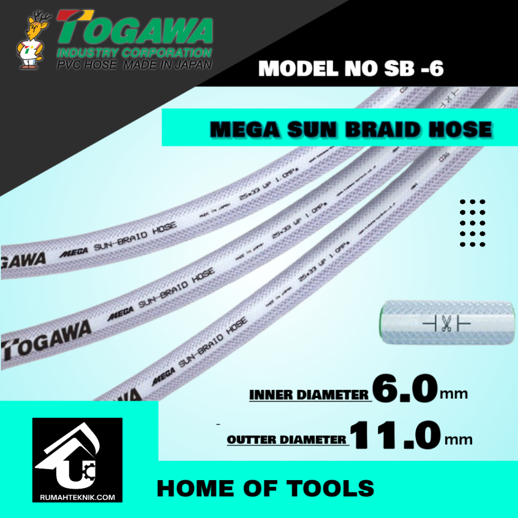 Jual SELANG BENANG TOGAWA 1/4" SB-6 MEGA SUN BRAID HOSE TOGAWA MADE IN ...