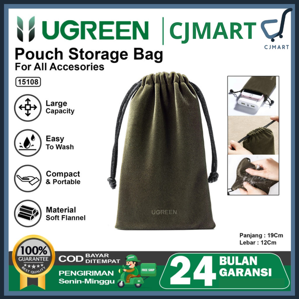 Jual UGREEN Drawstring Pouch Storage Bag Tas Serut Power Bank Hp 15108 ...