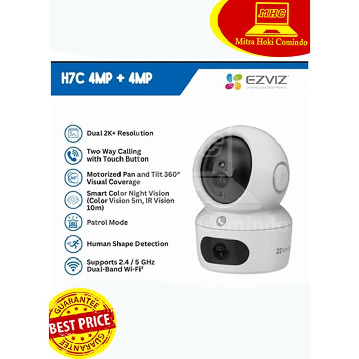 Jual CAMERA CCTV EZVIZ H7c 4+4MP 2K⁺ & 2K⁺ Dual-Lens Pan & Tilt ...