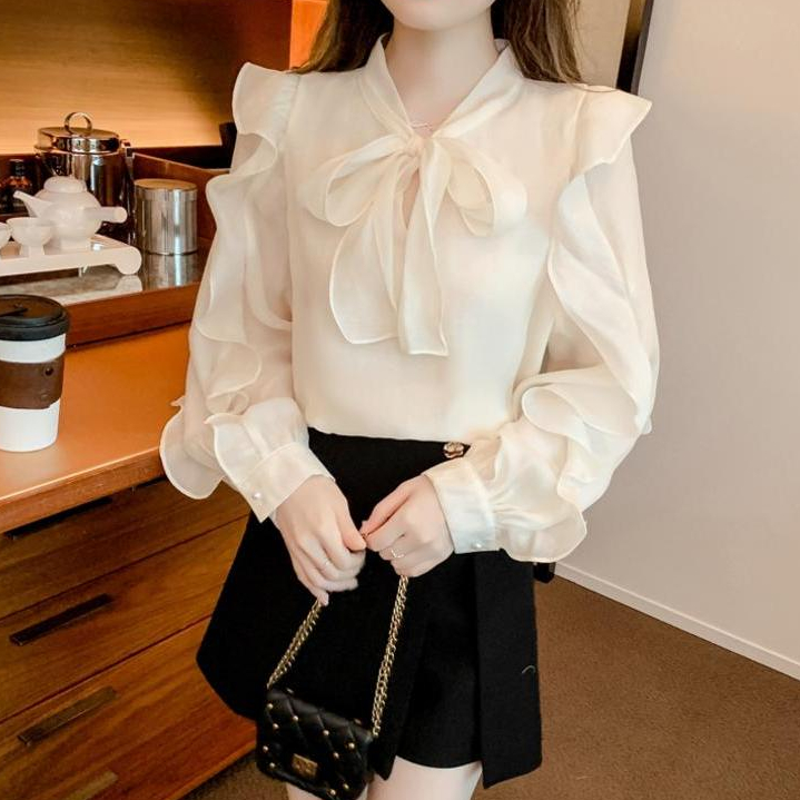 Jual 【Elegant】TokoHalo Blouse Wanita Lengan Panjang Atasan Terkini Lace ...