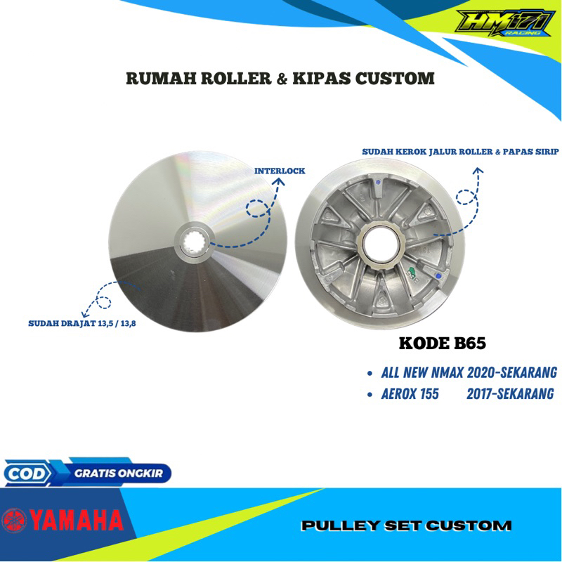 Jual rumah roller bubut custom aerox 155 nmax 155 NEW kode B65 rumah roller bubutan pulley bubut ...
