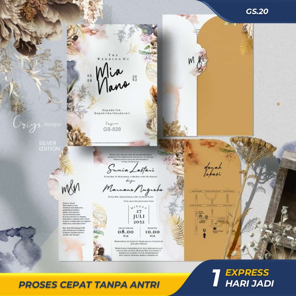 Jual CETAK EXPRESS UNDANGAN PERNIKAHAN AESTHETIC SIMPLE ELEGAN UNIK ...