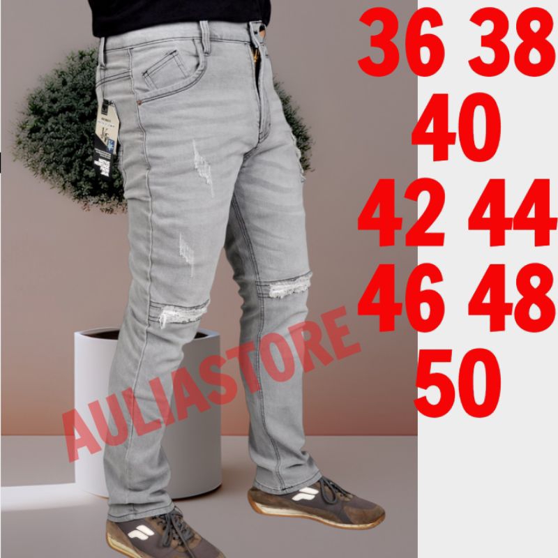 Jual TERLARIS BIG SIZE ROBEK PRIA-Celana jeans robek JUMBO Pria 100% ...