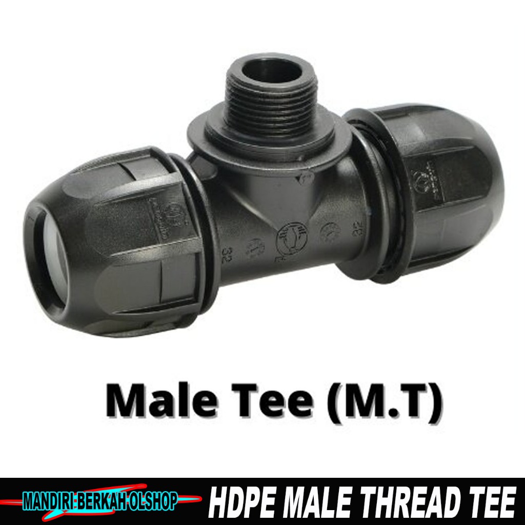 Jual Compression Male Tee Fitting HDPE 25 mm x 3/4" inch / HDPE Male ...