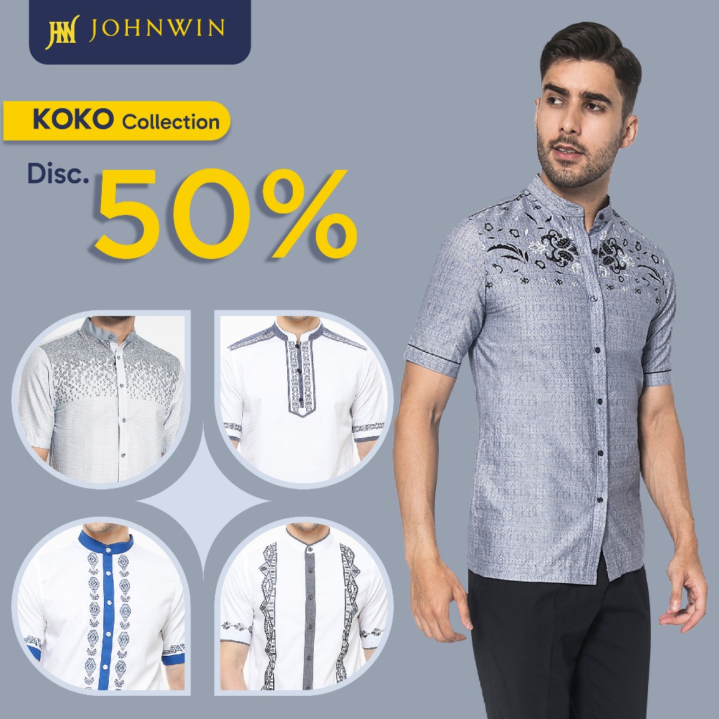 Jual Johnwin - Baju Koko - Kemeja Koko - Lengan Pendek - Full Corak - Bordir - Slim Fit - Free ...
