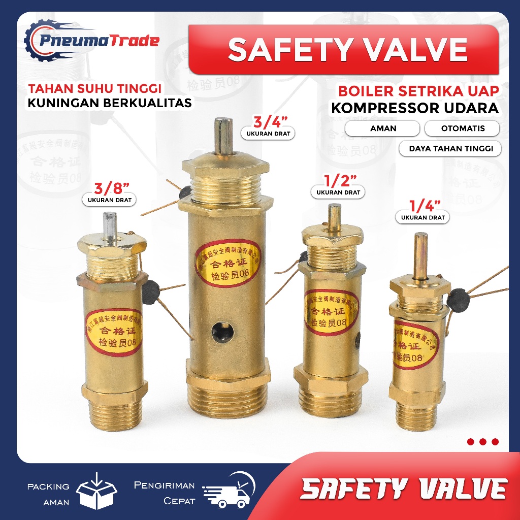 Jual Safety Valve Kuningan Drat 1/4" 3/4'' 1/2'' 3/8'' Setrika Uap ...
