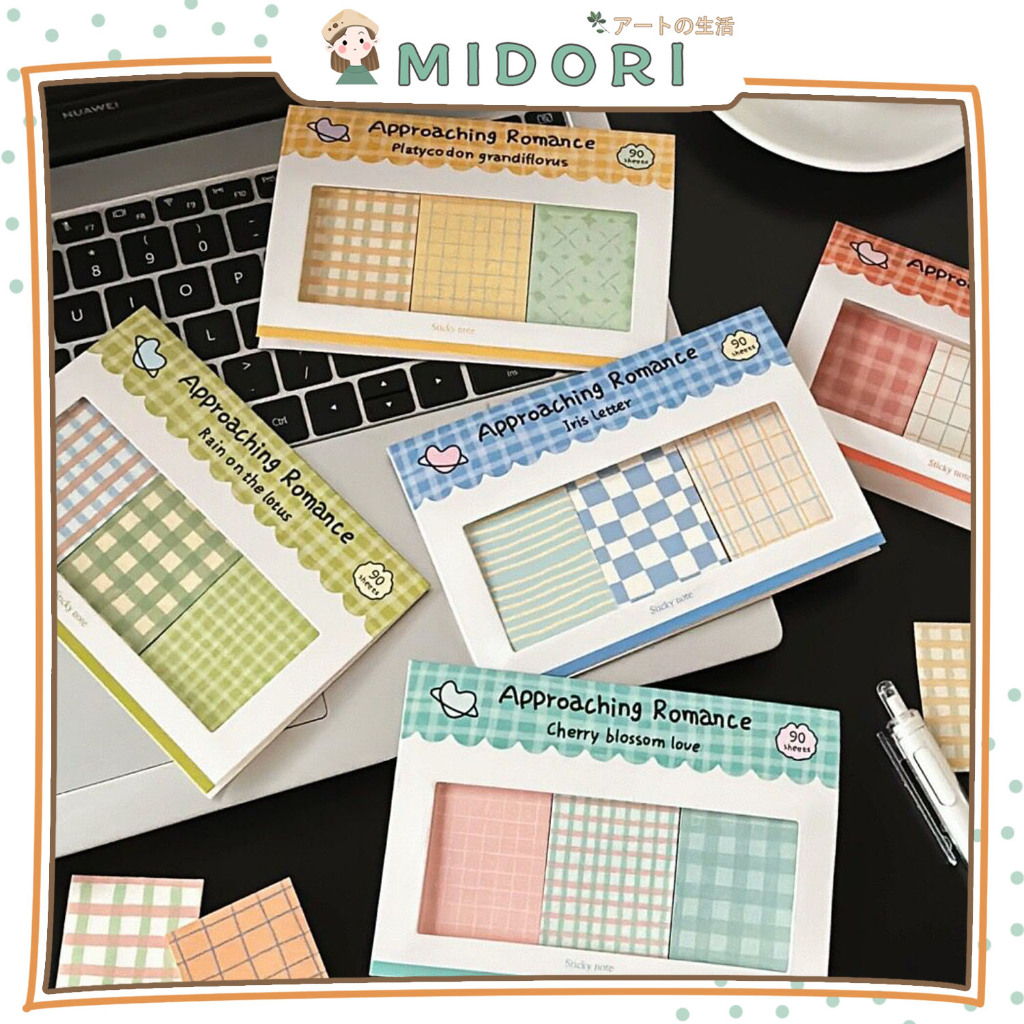 Jual [MIDORI] 90 Sheets APPROACHING ROMANCE Colorful Grid Sticky Notes ...