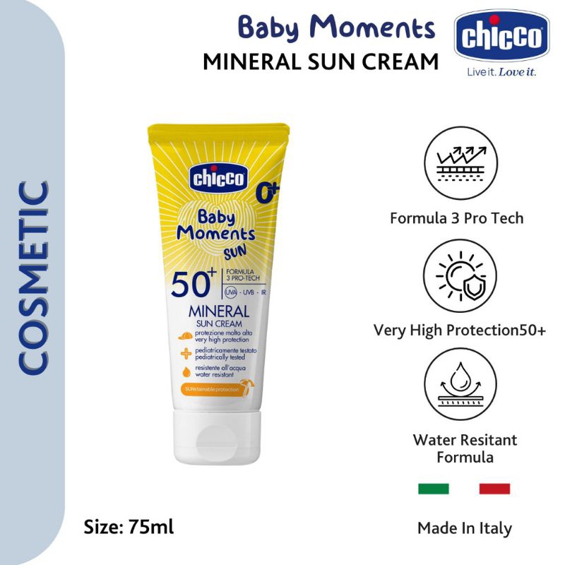 Jual CHICCO BABY MOMENTS MINERAL SUN CREAM SPF 50+ | Shopee Indonesia