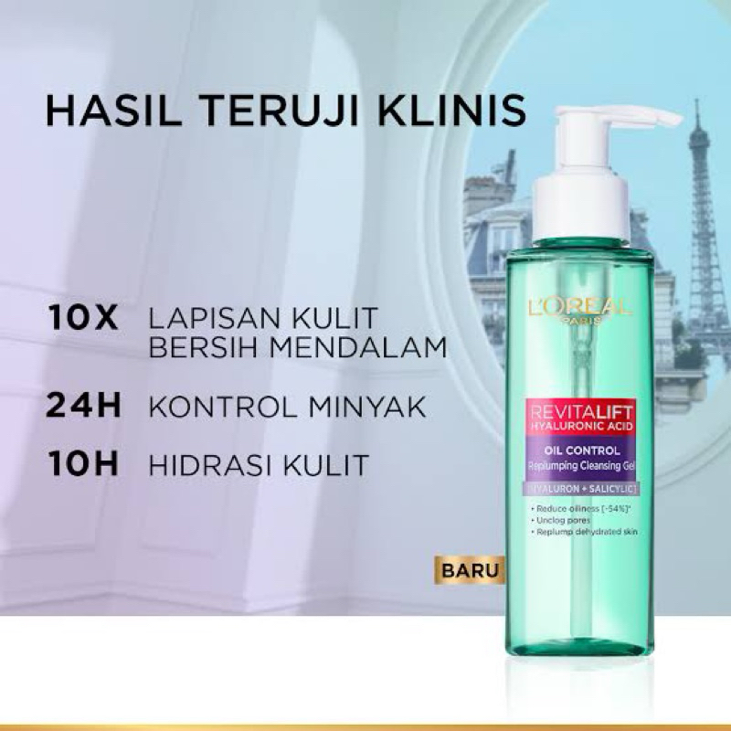 Jual Loreal Revitalift Hyaluronic Acid Oil Control Replumping Cleansing Gel 120 ML | Shopee ...
