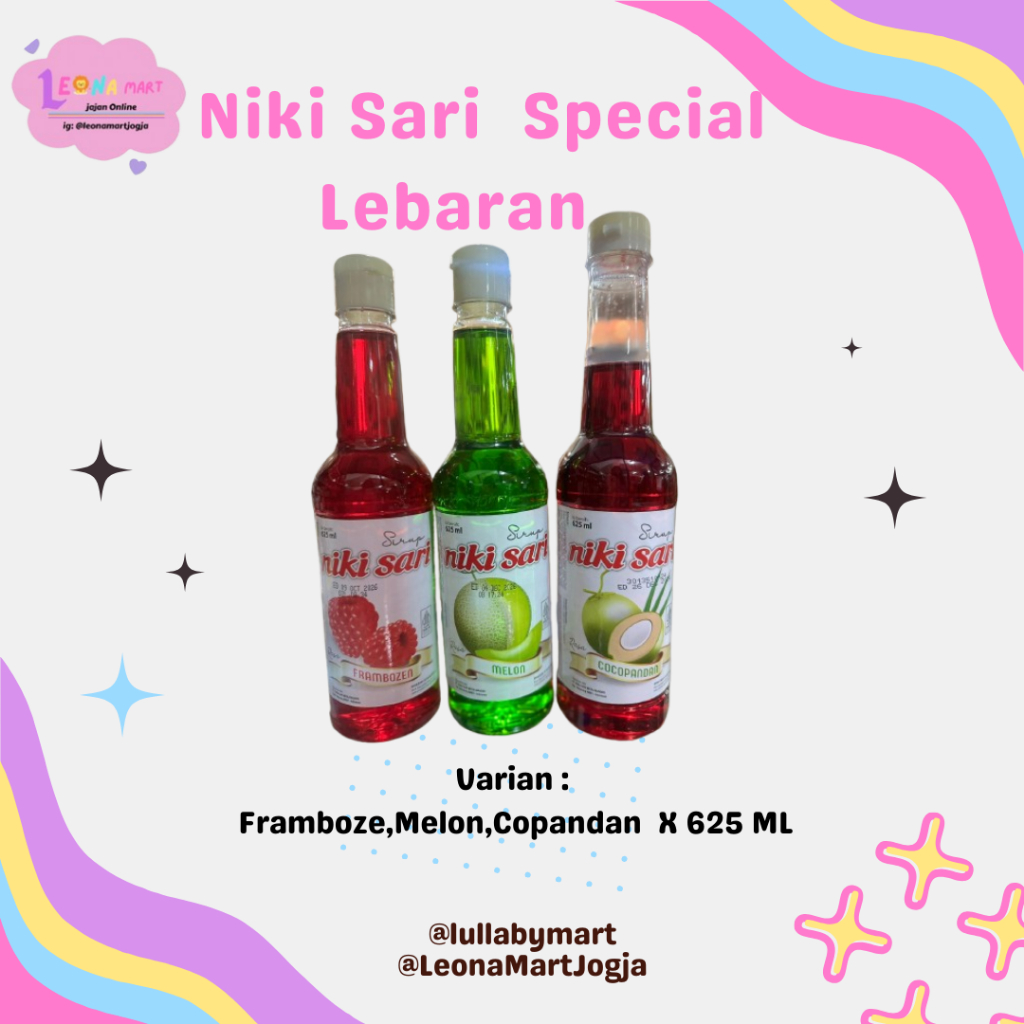 Jual Sirup Niki Sari 625ml frambozen,melon dan cocopandan | Shopee ...