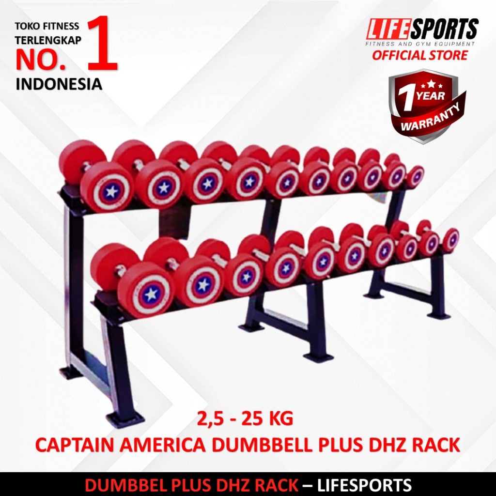 Jual LIFESPORTS - New Alat Olahraga Fitness Gym Dumbbell Set Captain ...