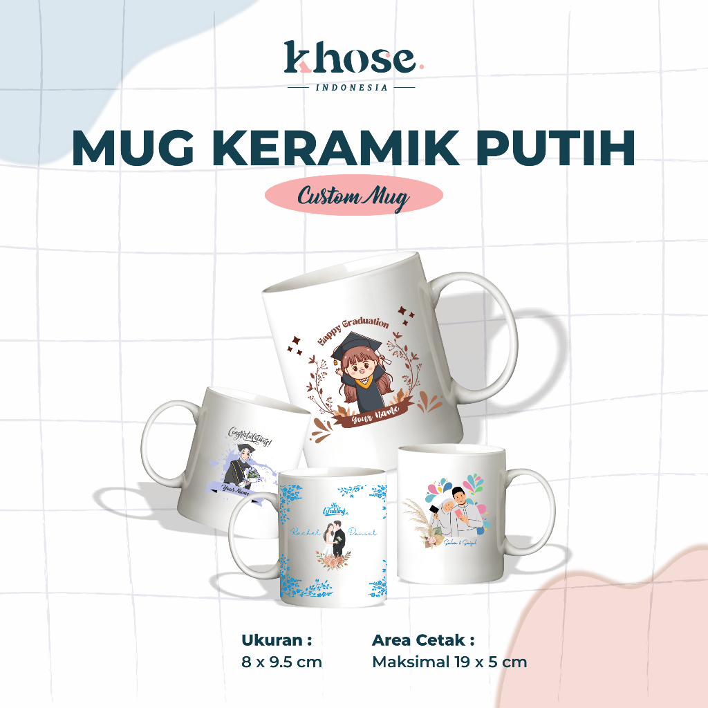 Jual Gelas Mug Keramik Custom Import PUTIH Free Template Design ...