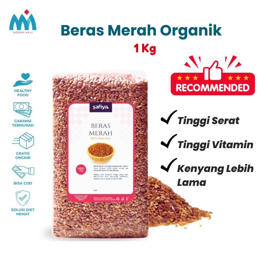 Jual Beras Merah Organik Safiya 1 Kg - Beras Organik 100% Vacuum ...
