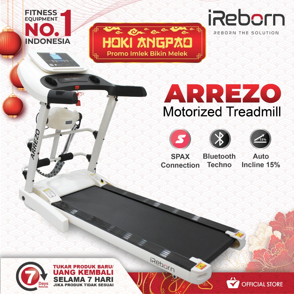 Jual iReborn - Alat Fitness Treadmill Elektrik Arrezo (Auto Incline ...