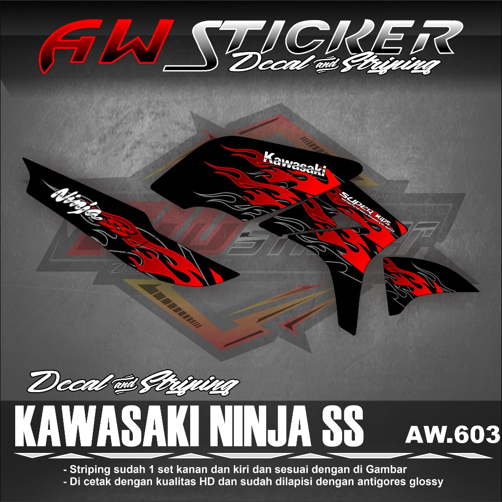 Jual sticker striping kawasaki ninja ss striping semifull terbaru AW ...