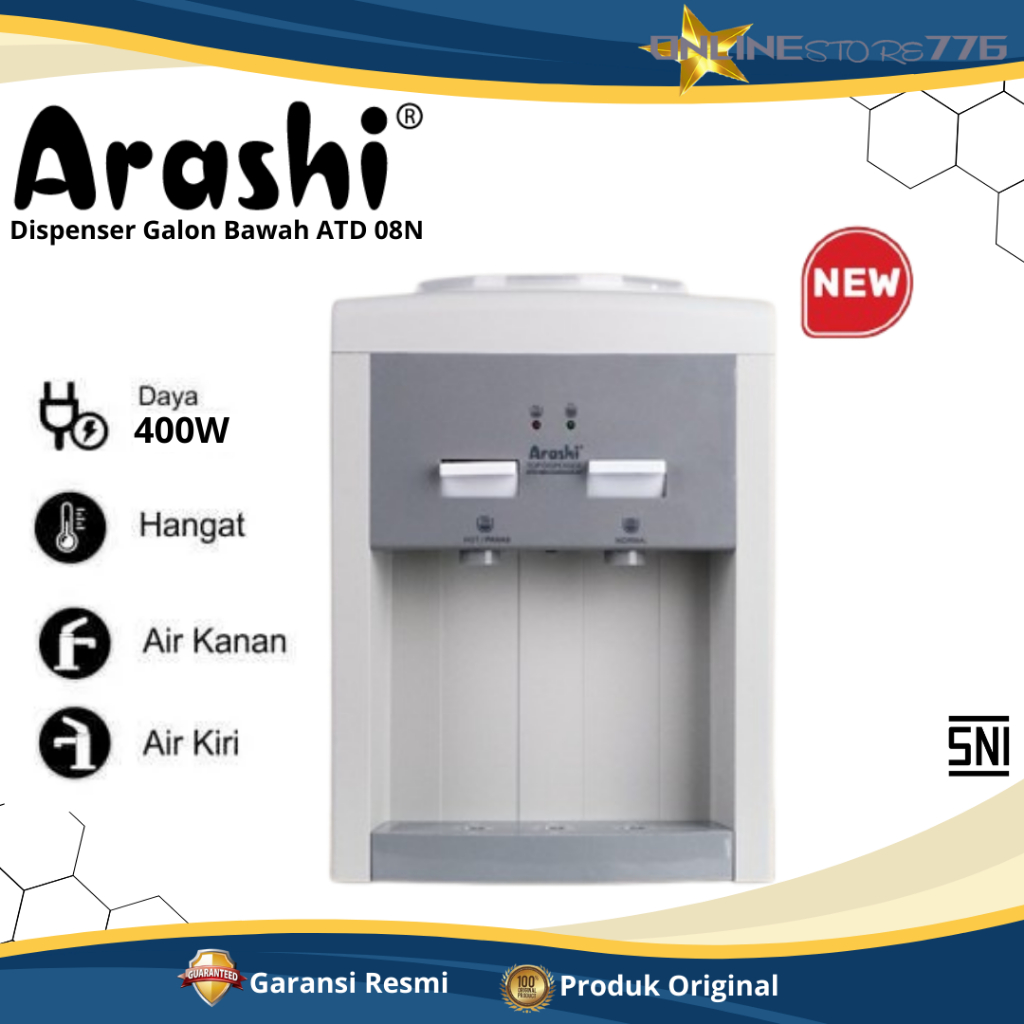 Jual ARASHI Dispenser Air Galon Atas ATD 08N Normal Hot Warna Dark Gray ...