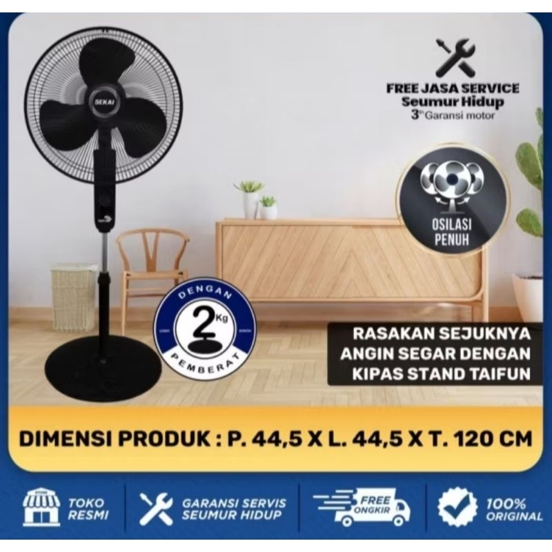 Jual Sekai Stand Fan TAIFUN 16 inch SFN 1623 Kaki Bulat | Shopee Indonesia