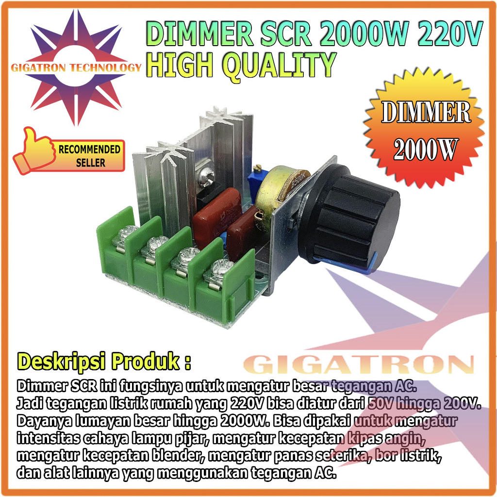 Jual Dimmer SCR 2000W Regulator Voltage 220V AC Motor Gurinda Bor Motor Speed Controller Pwm ...