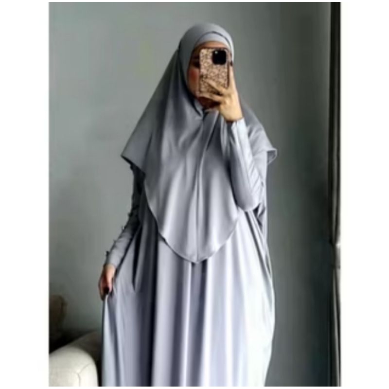 Jual keiyra abaya jersy set hijab/gamis plain umrah daily korea | Shopee Indonesia