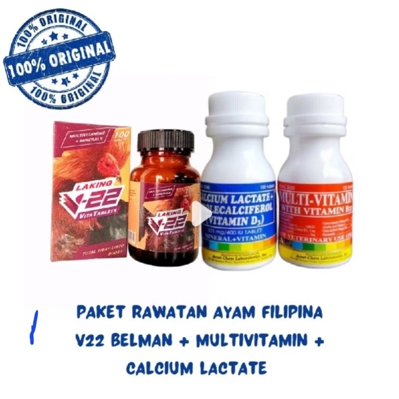 Jual V22 laking + multivitamin + calcium lactate original | Shopee Indonesia