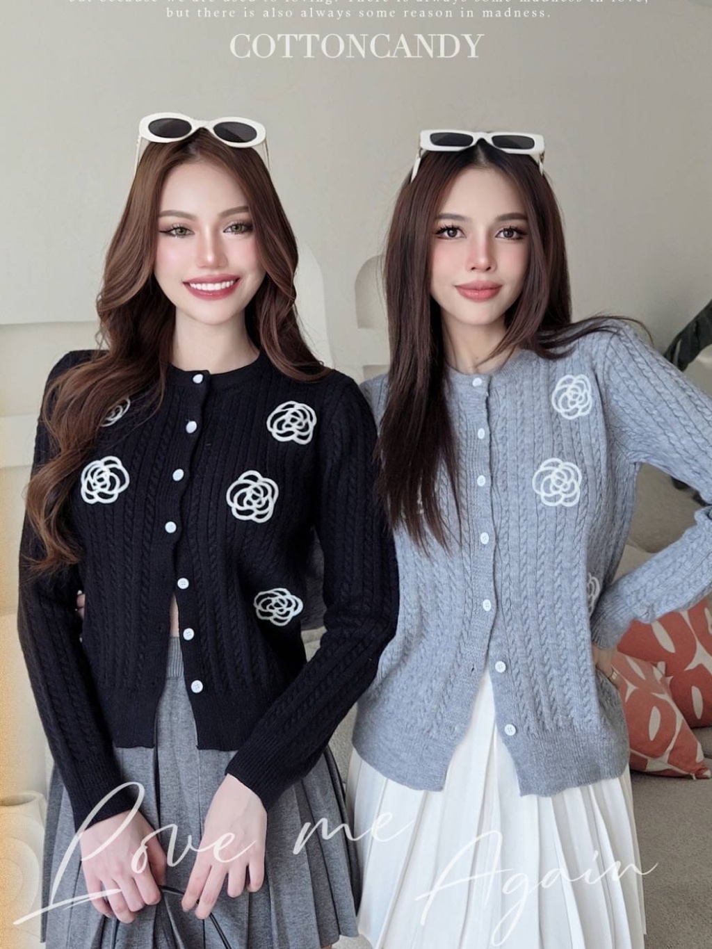 Jual Flowey Cardi (Korean Knit Cardigan Outerwear Flower Cotton Candy Import Bangkok) | Shopee ...