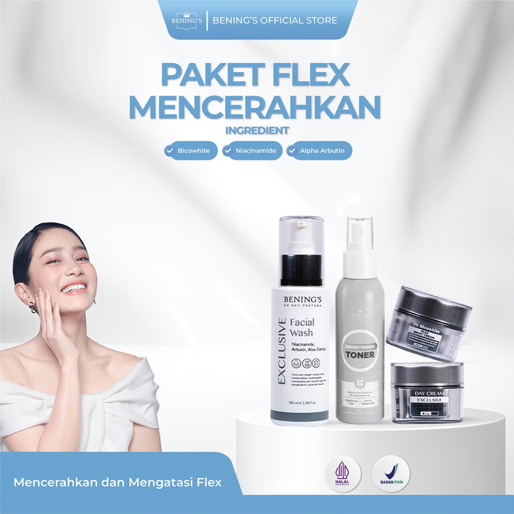 Jual Bening's Clinic Indonesia By Dr Oky Pratama - Paket Flex Skincare - Cream Siang Cream malam ...