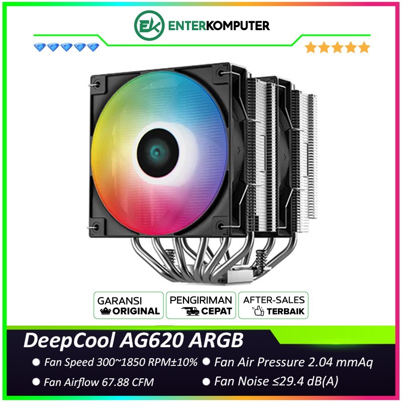 Jual DeepCool AG620 ARGB Dual-Tower 120mm CPU Cooler | Shopee Indonesia