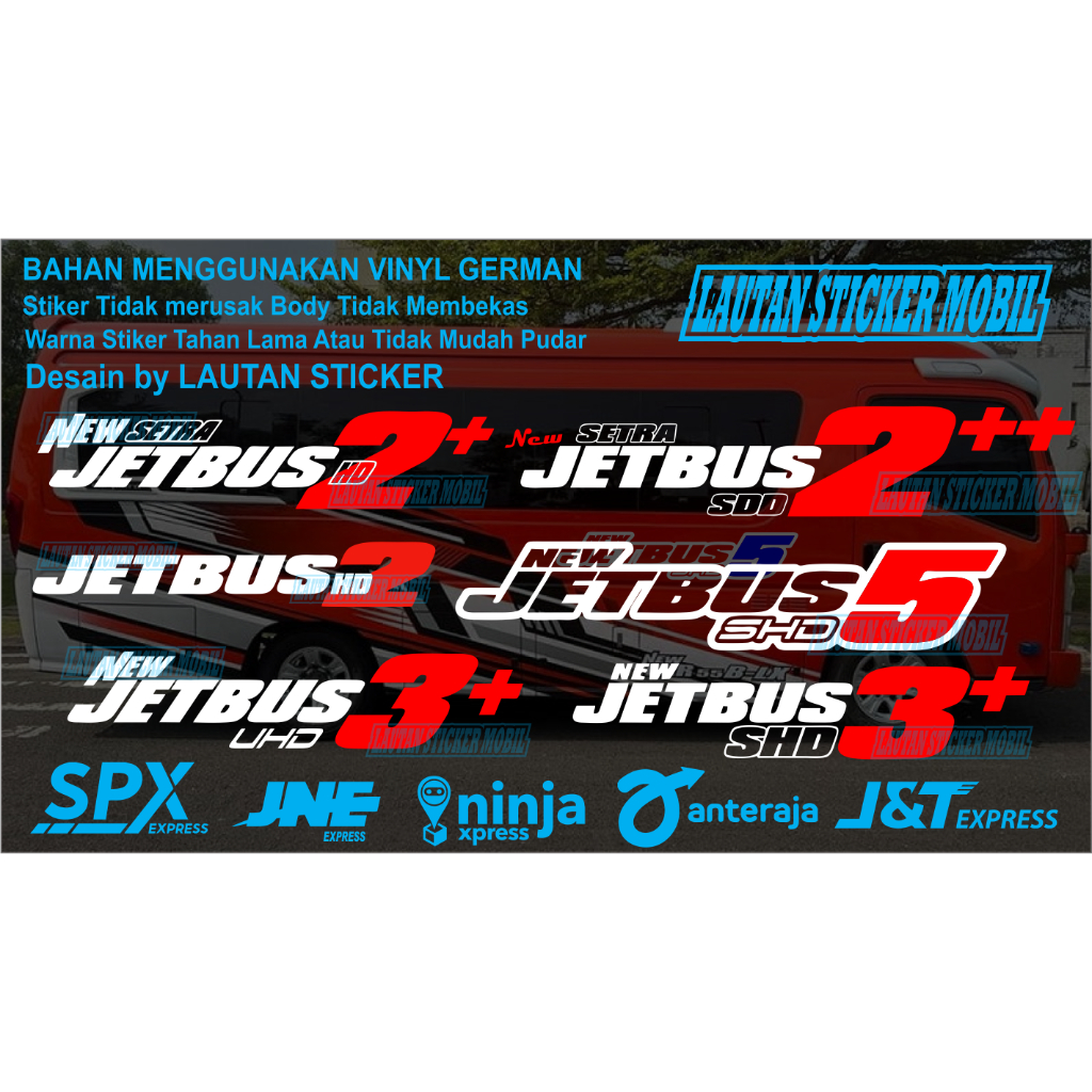 Jual cutting sticker tulisan jetbus 2++ jetbus 3+ jetbus 5+ travel long ...