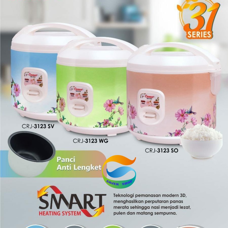 Jual Cosmos Rice Cooker - Magic Com 1,8 Liter 400 watt CRJ 3123 SV/WG ...
