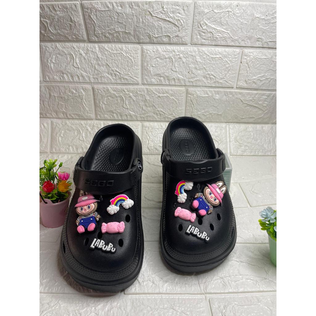 Jual Sandal Baim Wanita LABUBU Sandal Kodok Jibbitz LABUBU Sendal Baim ...