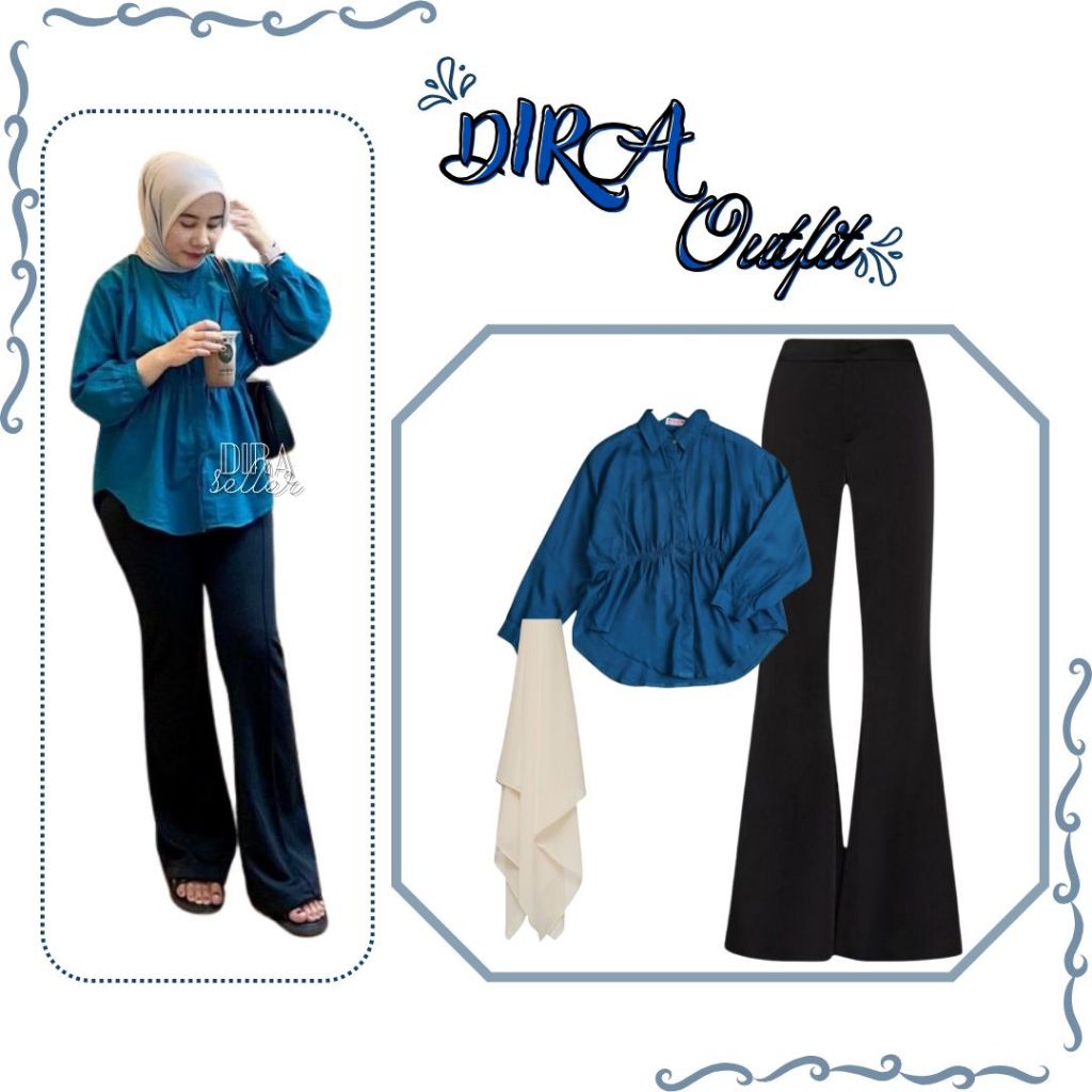 Jual DR 536 - outfit dira hijab bella square biskuit atasan blouse ...