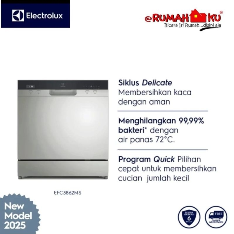 Jual ELECTROLUX DISHWASHER EFC3862MS COMPACT 55cm // EFC 3862 MS ...